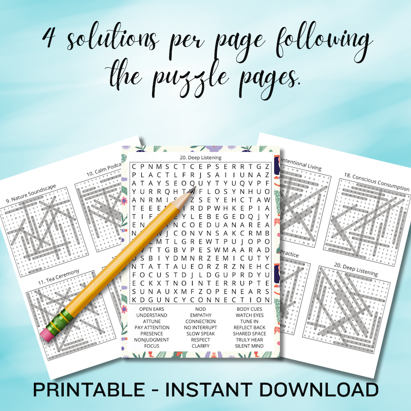 Mindful Moments “Relaxing Sounds” & “Zen Daily Life” Word Search ...
